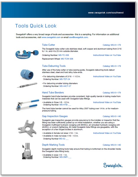 Tools and Tool Kits | Swagelok Southwest | Swagelok