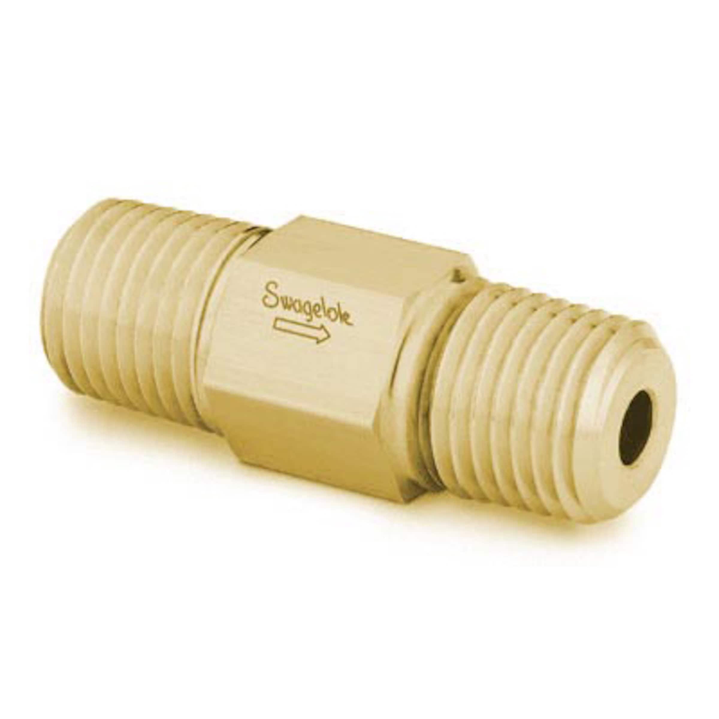 Brass 1-Piece Poppet Check Valve, Fixed Pressure, 1/2 in. MNPT, 1 psig ...
