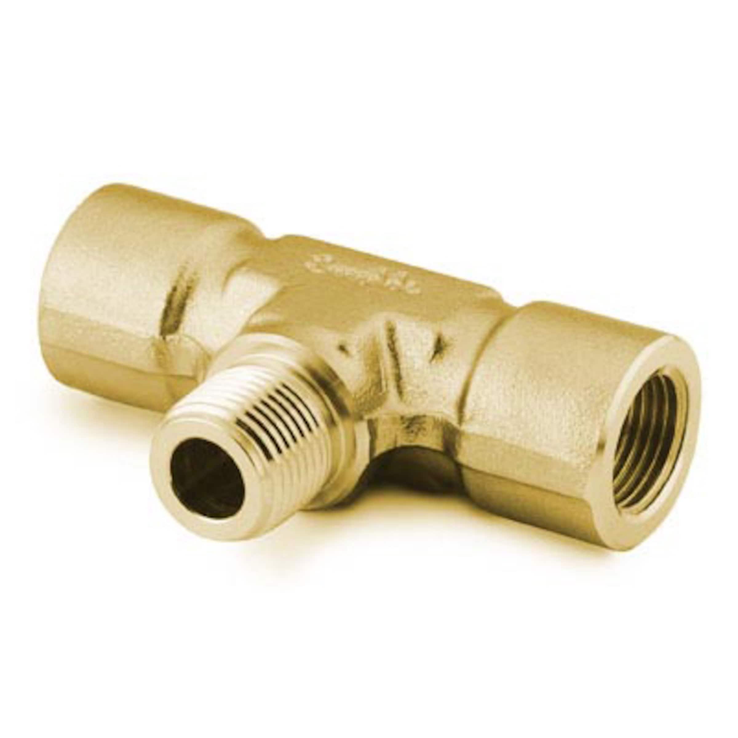 Brass Pipe Fitting, Branch Tee, 1/4 in. Female NPT x 1/4 in. Female NPT x 1/4 in. Male NPT ...