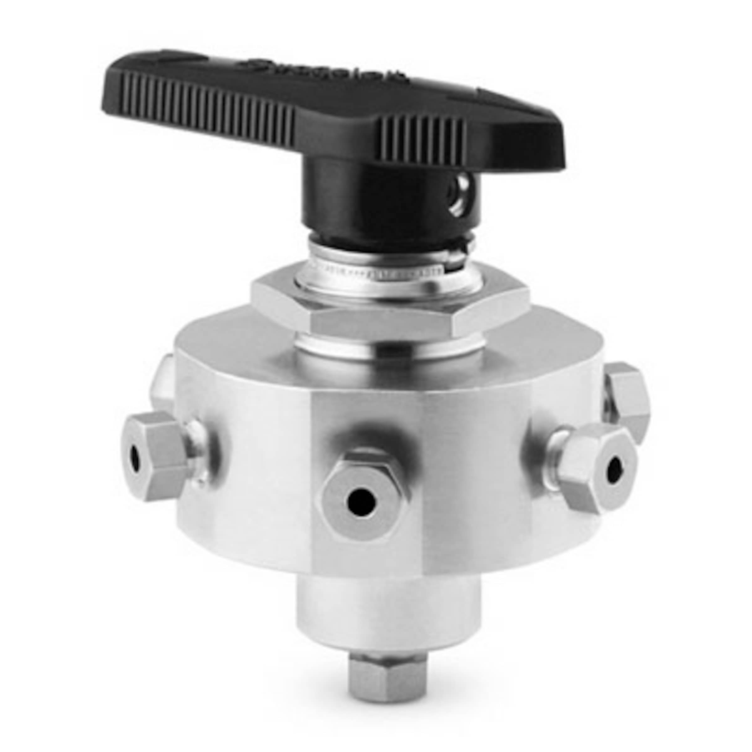 Stainless Steel 1-Piece 40 Series 7-Way Ball Valve, 0.07 Cv, 1/8 in ...