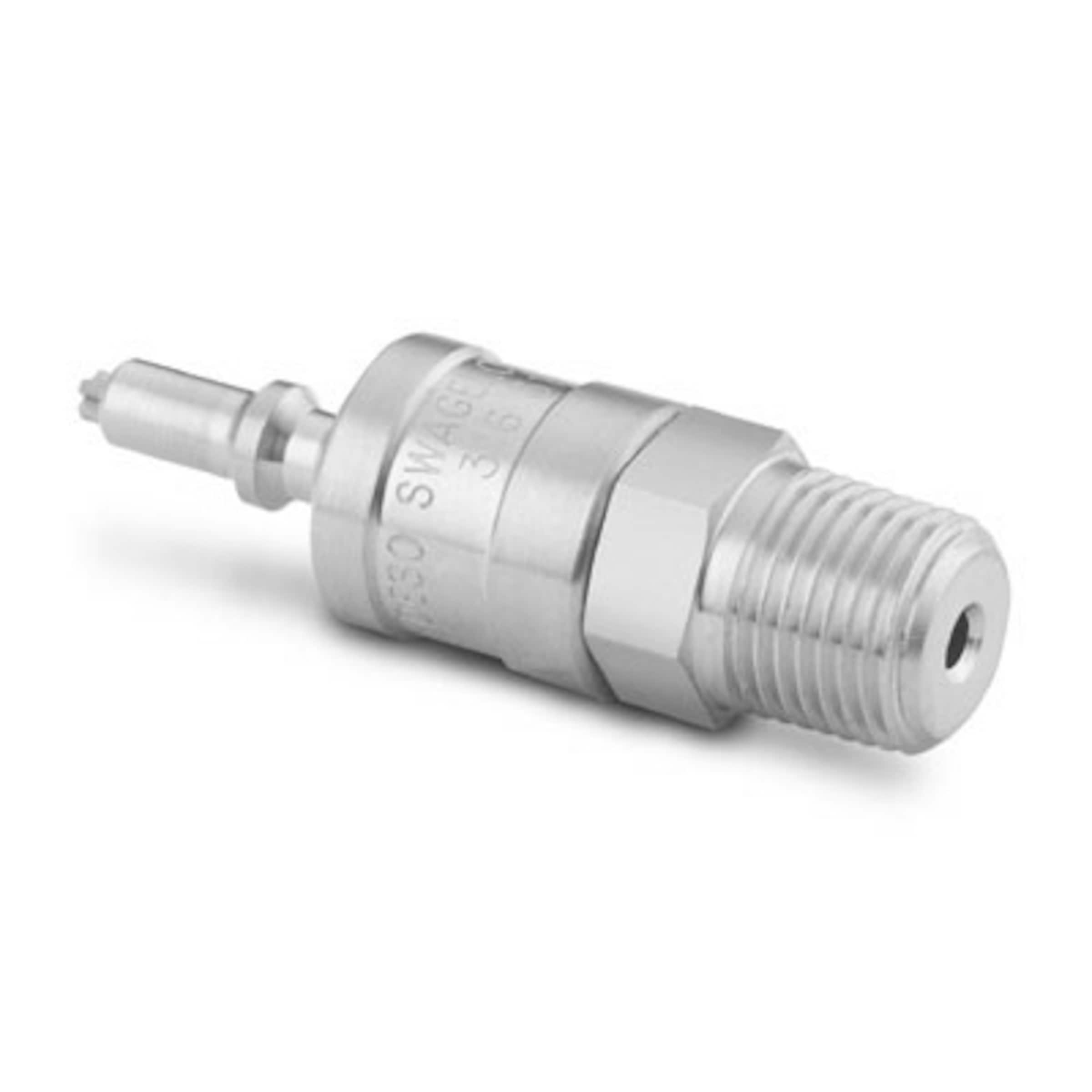 Stainless Steel Miniature Quick Connect Stem with Valve, 0.05 Cv, 1/8 ...